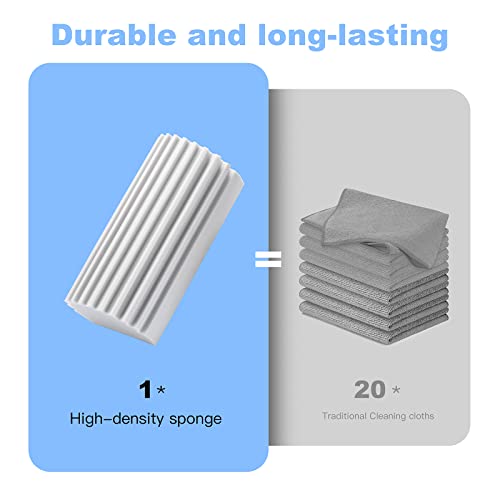 2-Pack Damp Clean Duster Sponge, Magic Cleaning Sponge Baseboard Cleaner Duster Sponge Tool, Dusters for Cleaning Baseboards, Vents, Mirrors, Ceiling Fan & Cobweb, No Dust Flying and Spreadingā¦