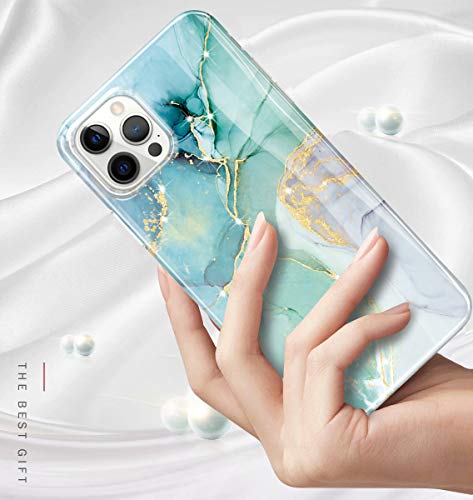luolnh Gold Glitter Sparkle Case Compatible with iPhone 12 Pro Max Case 6.7 Inch Marble Design Shockproof Soft Silicone Rubber TPU Bumper Cover Skin Phone Case-Abstract Mint