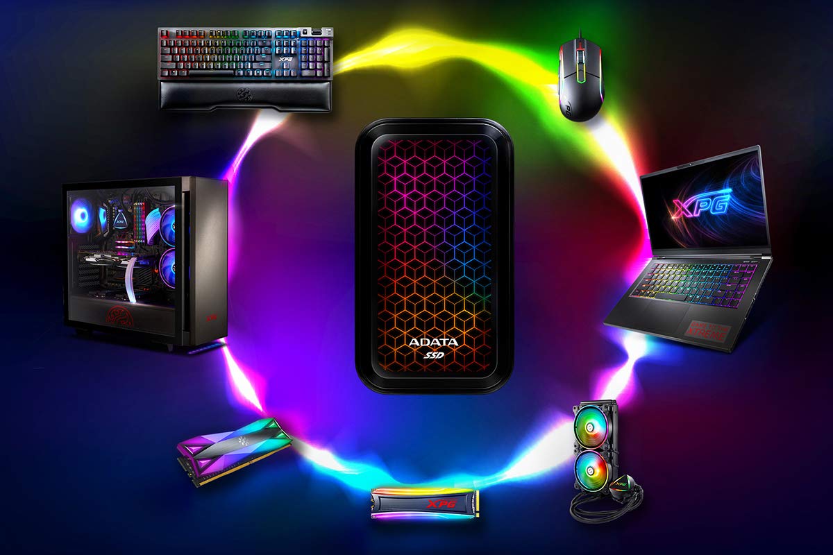 ADATA RGB SE770G 512GB USB3.2 Type-C Fast Transfer Gaming and Personal External SSD (ASE770G-512GU32G2-CBK)