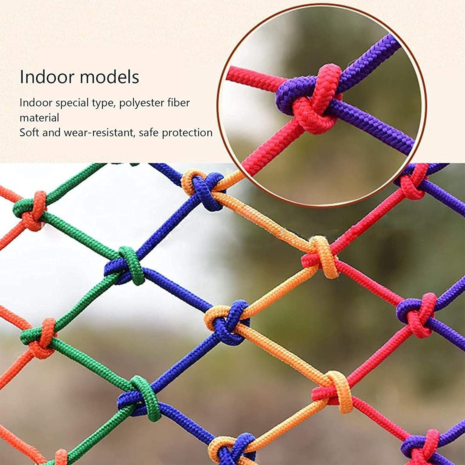AWSAD Children Railing Safety Net Anti Falling Stairs Balcony Protection Net Nylon Rope Net Ceiling Net Hanging Clothes Net Playground Rope Mesh Color : 8mm Rope, Size : 2×2m(7×7ft)