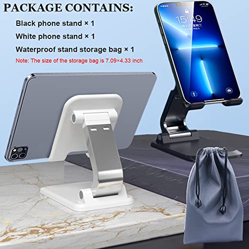 2-Pack Foldable Phone Stand for Desk, Adjustable Height Angle Phone Holder, Portable Desktop Cell Phone Stand iPhone Stand Phone Cradle Mount Dock Compatible with Smartphones/Tablets