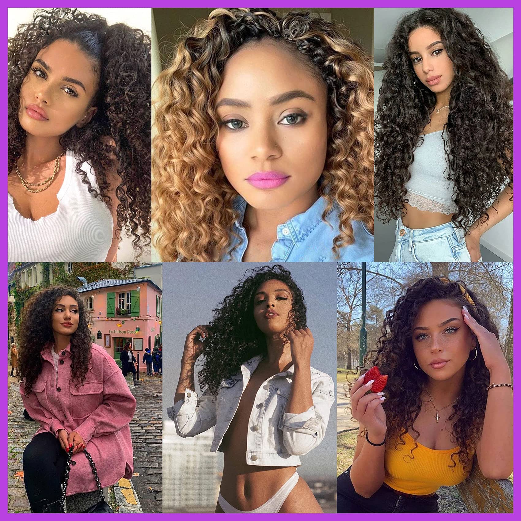 Ameli Ocean Wave Crochet Hair Natural Black Deep Wave Crochet Hair for Black Women Synthetic Curl Braiding Hair Extensions 8 Packs (14 Inch, 1B)