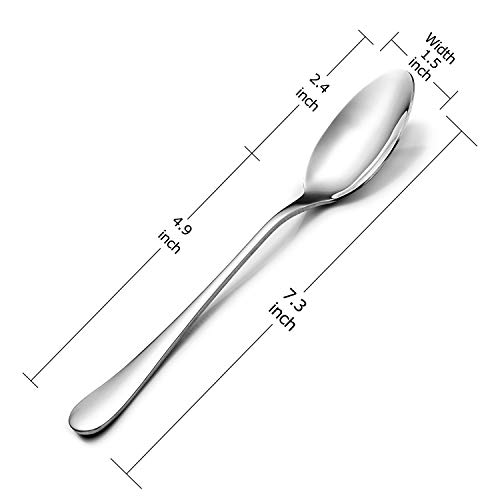 12 Pcs Dinner Spoon Set,Premium Food Grade Stainless Steel Spoons,Durable Metal Spoons,Tablespoon,Spoons Silverware Only,Mirror Finish & Dishwasher Safe,Use for Home,Kitchen and Restaurant - 7.3 inch