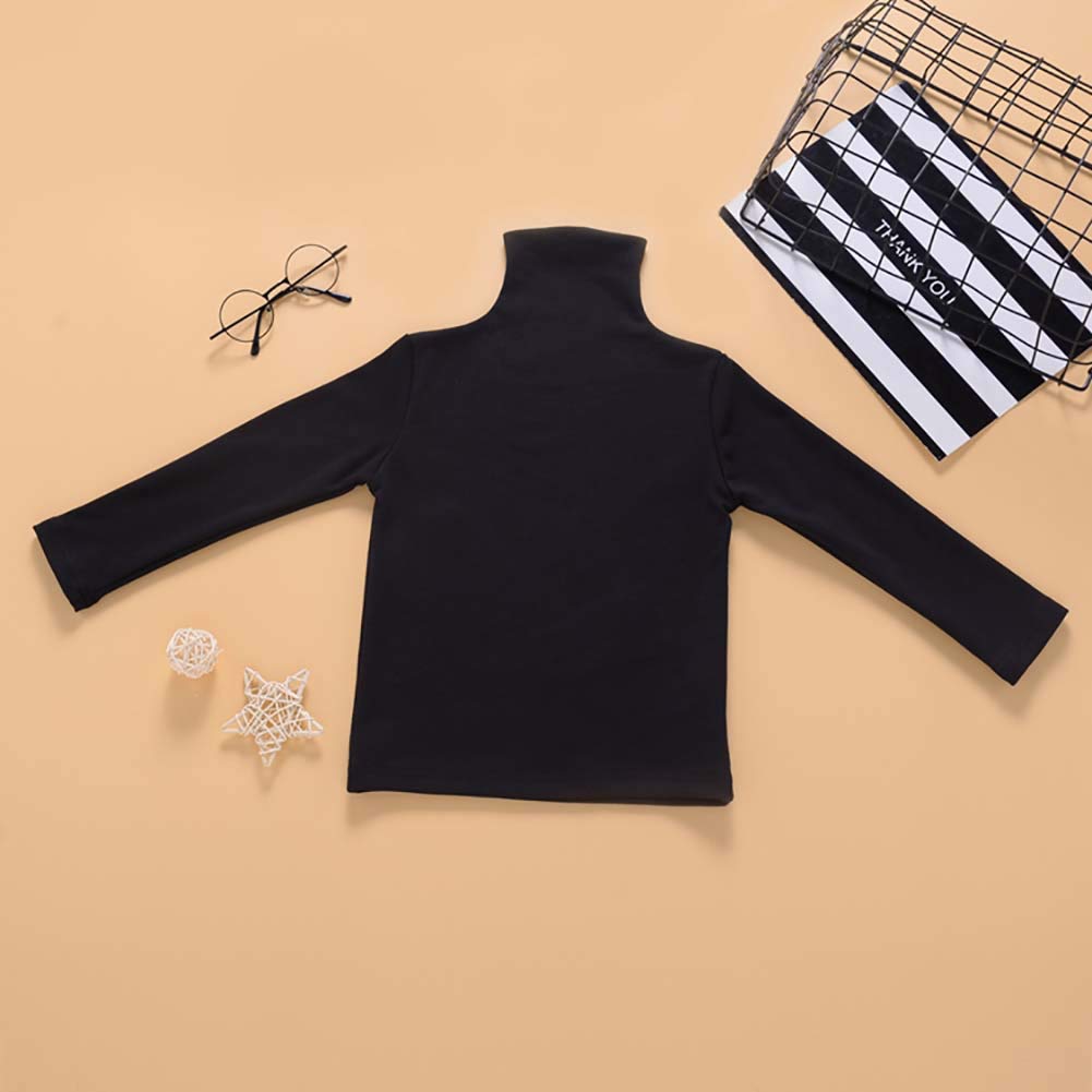 Mubineo Toddler Baby Girl Basic Plain Turtleneck Long Sleeve Cotton T Shirts Tee Tops (Black, 2T)