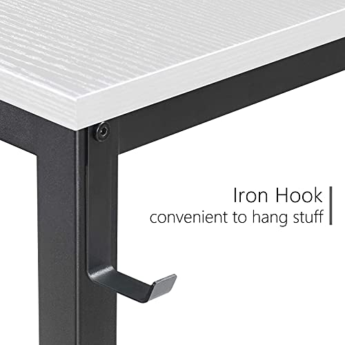 Cubiker L-Shaped Desk with Hutch, 60" Corner Computer Desk, Home Office Gaming Table with Storage Shelves, Space-Saving, White