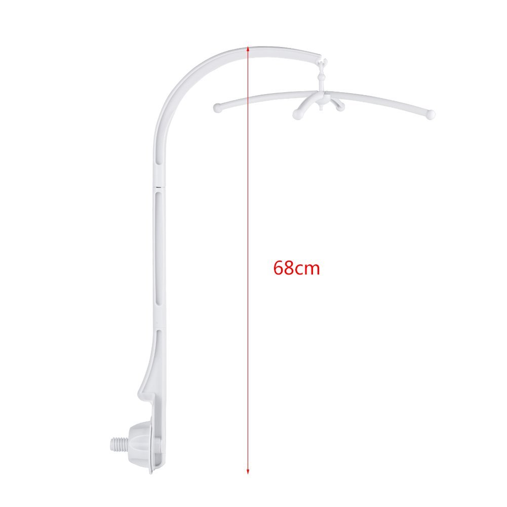 Crib Mobile Arm 26.77 Inch Baby Crib Mobile, Mobile Arm for Crib, ABS Plastic Infant Music Box Holder Arm Bracket for Bed Holder or Baby Bed Toy Decoration Holder,White