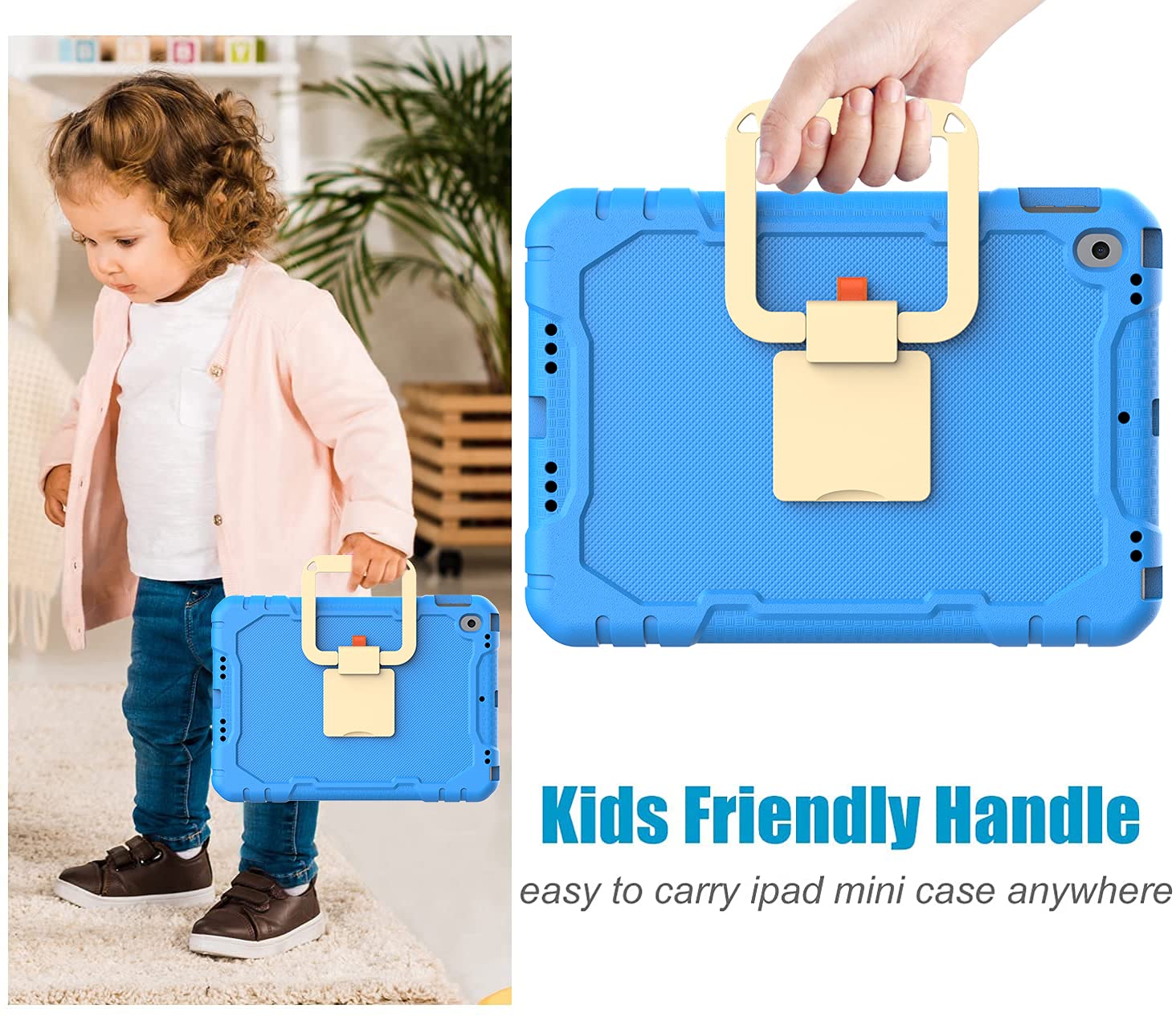 BMOUO iPad 8th/7th Generation Case for Kids,Built-in Screen Protector,Shockproof Case for New iPad 10.2” 2021/2020/2019 (8th Gen/7th Gen),Blue