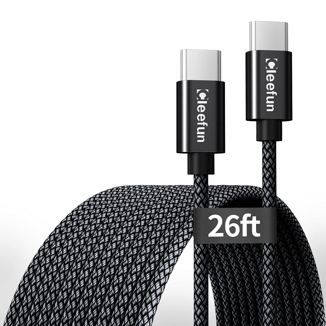CLEEFUN USB C to USB C Cable 26ft, 1-Pack Type C to C Charger Cable 60W Fast Charging for iPhone 16 Pro Max/Plus/Pro, for iPhone 15 Pro Max Plus, for iPad/MacBook USB-C, Galaxy S24 S23