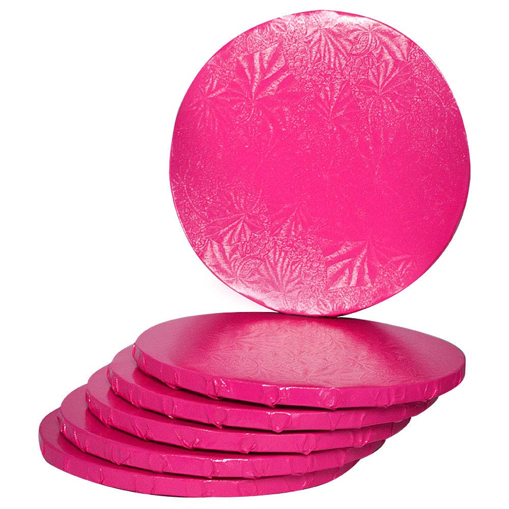 14 inch Pink Round Sturdy Cake Board Drums for Displaying Cakes, 1/2 inch Thick, (1-Pack)