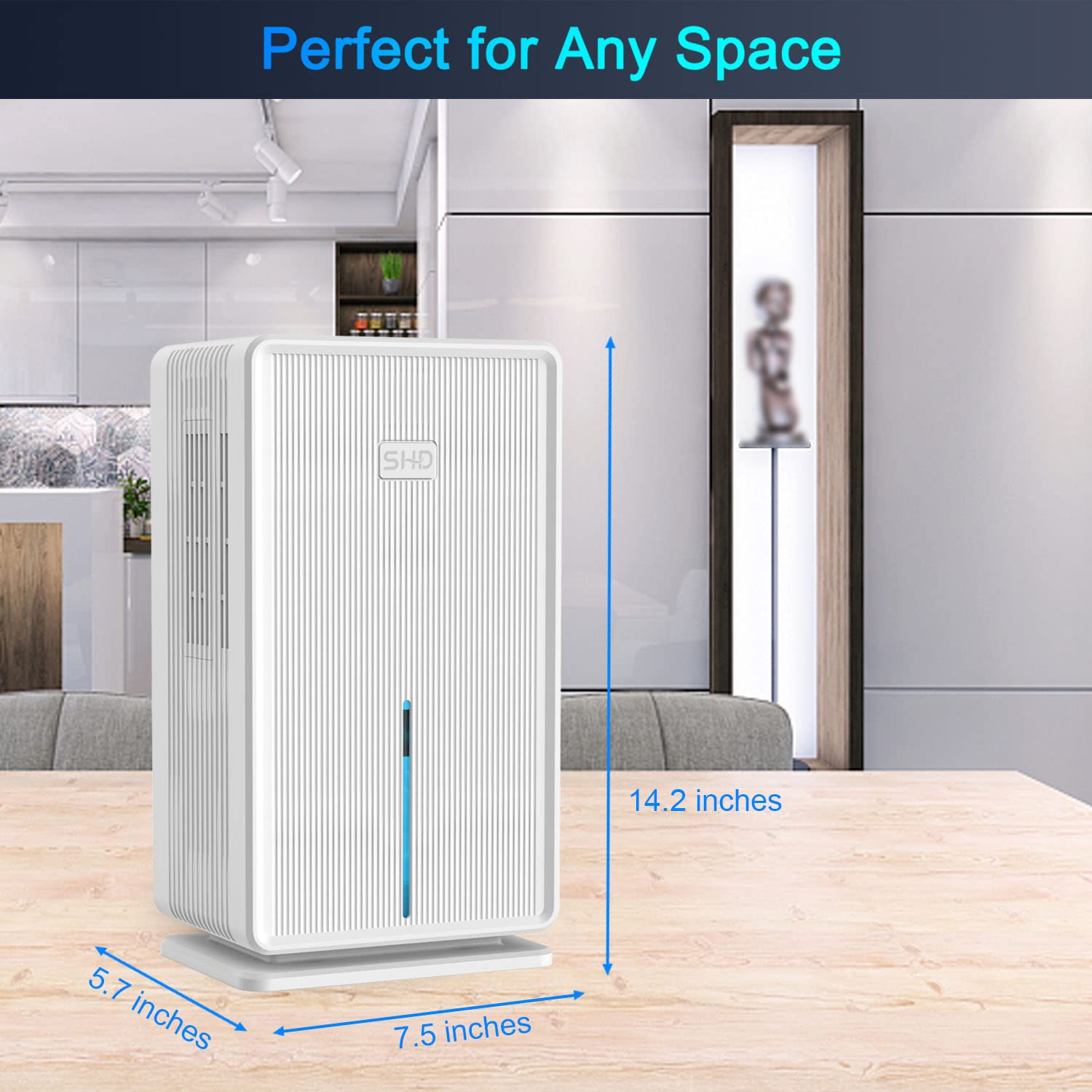 102oz Dehumidifiers for Home Bedroom Basement, SHD Small Dehumidifier with Colorful Light & 2 Working Modes, Smart Dehumidifiers for Bathroom Closet RV