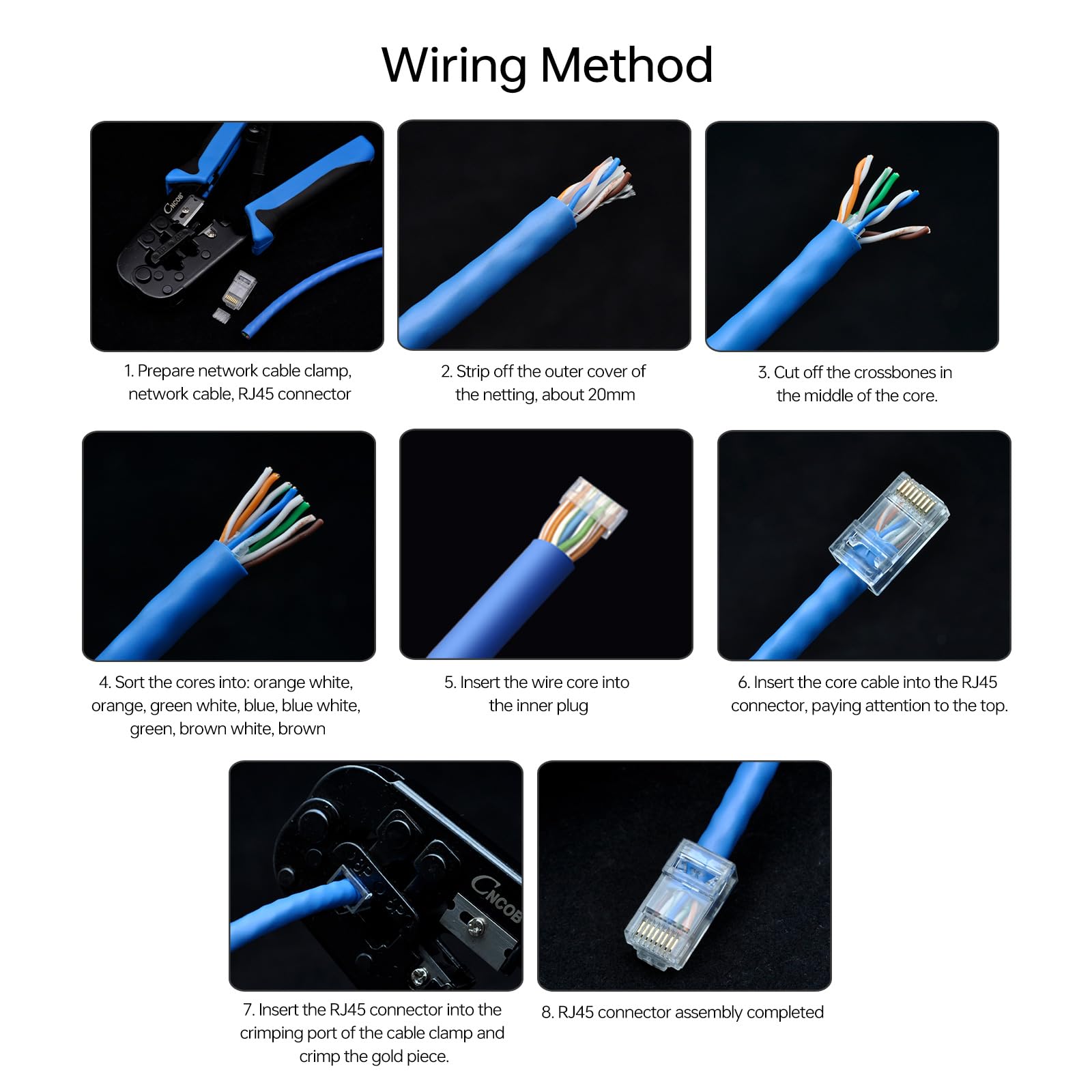CNCOB Cat6 Connector RJ45 Connectors 100pcs UTP 8P8C RJ45 2 Pieces Load Bar Modular Plug Gold Plated Durable and Strong Connection for Cat6 Cat5e