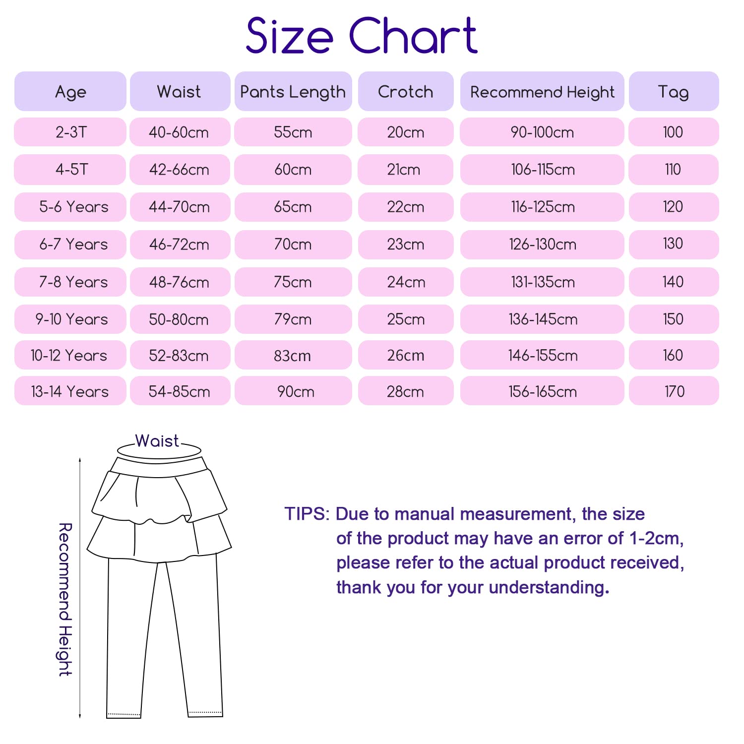 KEREDA Girls Leggings Ruffle Skirt School Uniform Pants Kids Clothes 7-8 Red