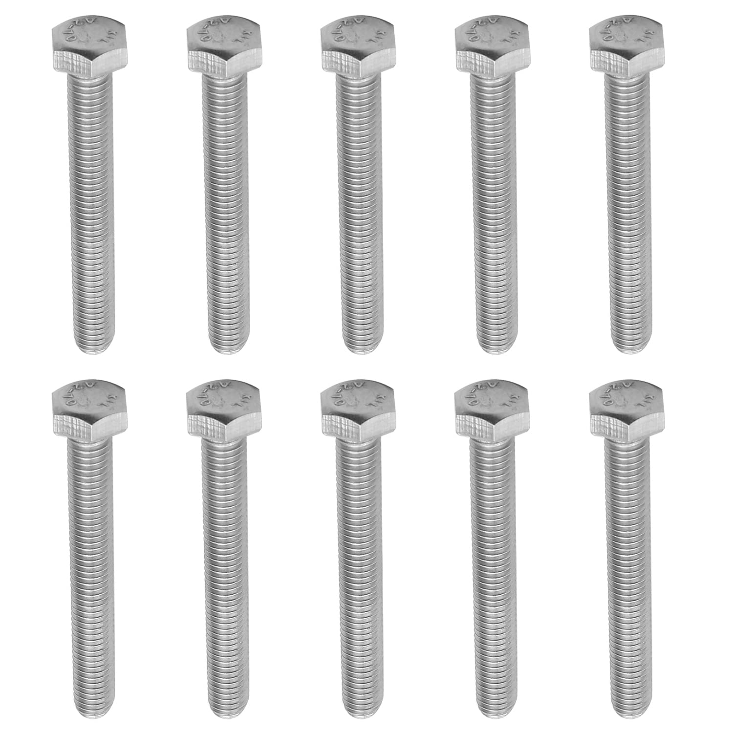Yinpecly M5 Thread 40mm 304 Stainless Steel Hex Screw Bolts Fastener 10pcs