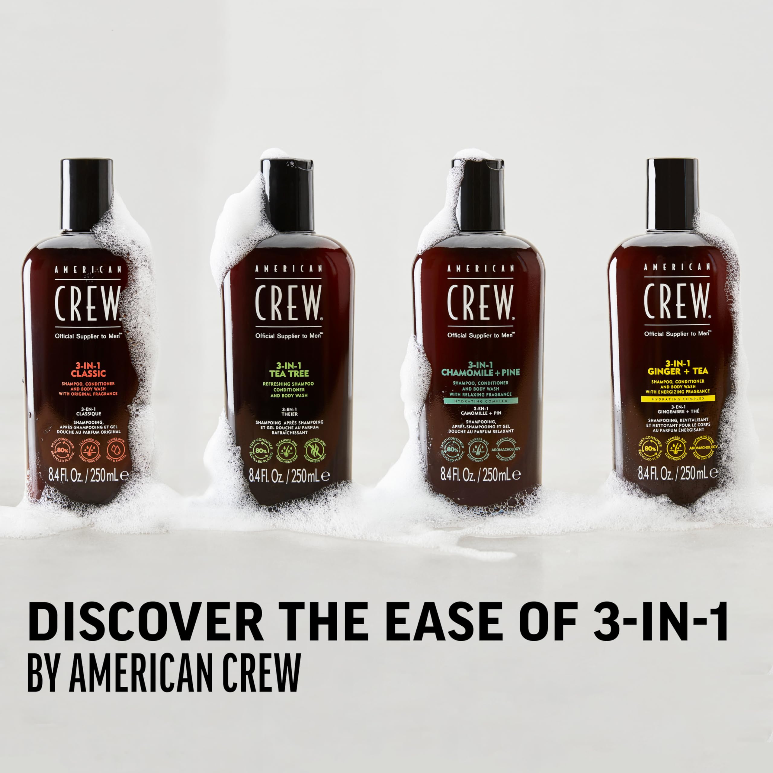 American Crew Shampoo, Conditioner & Body Wash for Men, 3-in-1, 3.3 Fl Oz