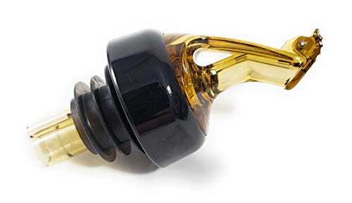 AmeriPour - Whiskey Pourer for Liquor Bottles β With Flap - Made 100% In USA. Great Whiskey Gift For The Home Bar! (1, Amber - Large Cork)