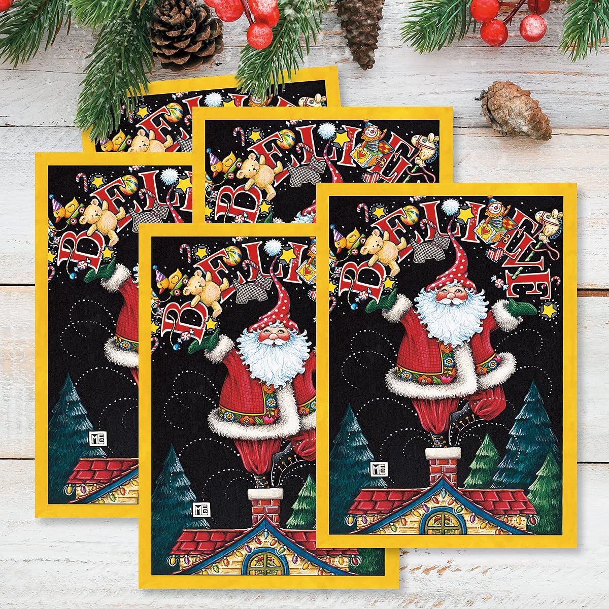 Current Mary's Believe Christmas Greeting Cards Set © Mary Engelbreit - Set of 18 Large 5 x 7-Inch Folded Cards, Themed Holiday Card Value Pack, Envelopes Included