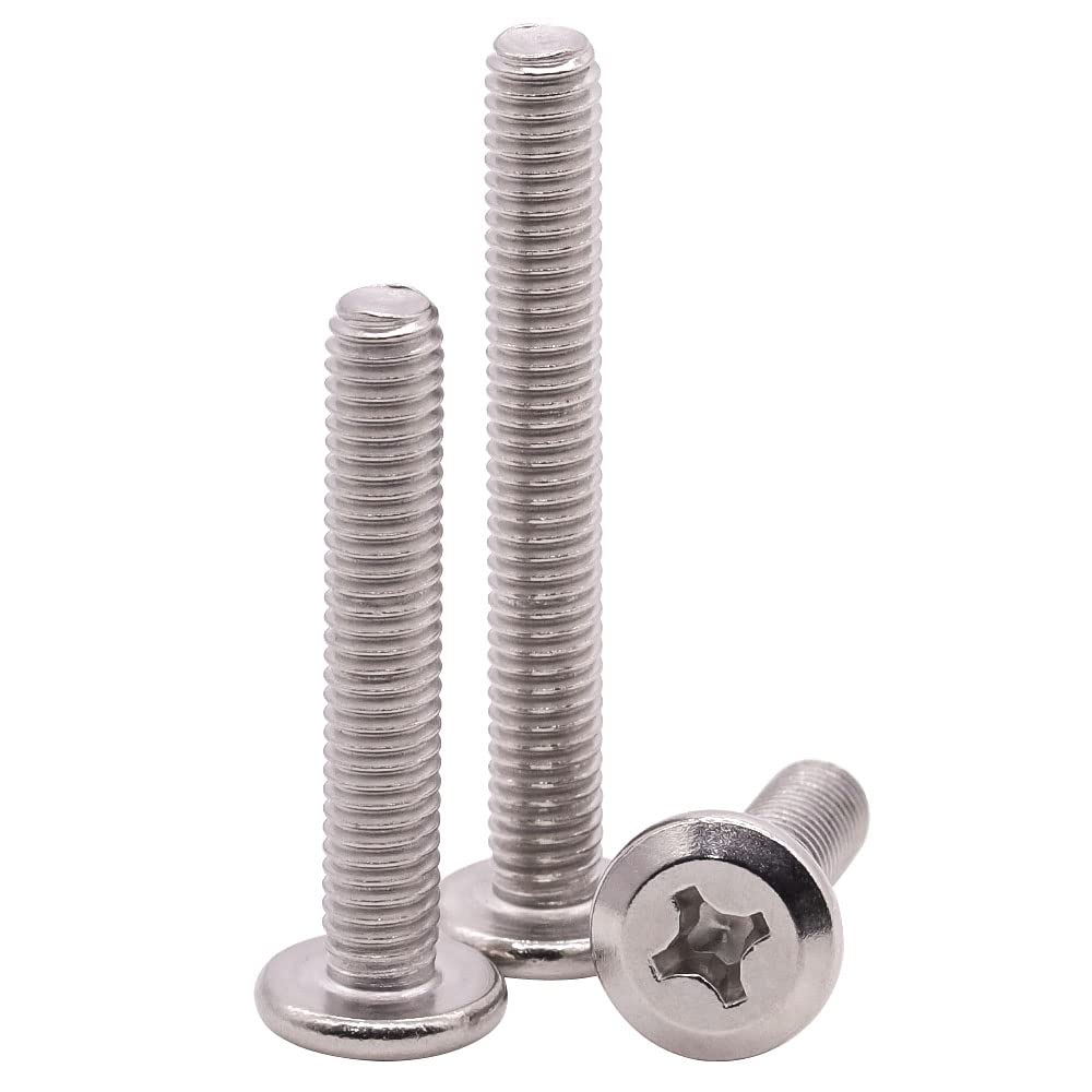 M5 x 8mm (50 PCS) Round Phillips Drive Head Binding Screws, Machine Screws, 304 Stainless Steel 18-8, Full Thread, Furniture Screws Connector Bolts