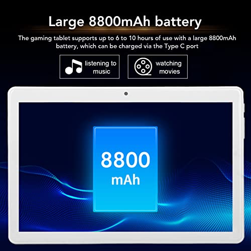 10.1in Tablet PC for Kids and Adults,2.4G 5G WiFi,6GB RAM 128GB ROM,1960x1080 IPS Display,MT6797 Deca Cores CPU,8800mAh Tablet for Android 10,GPS,BT5.0(Blue)