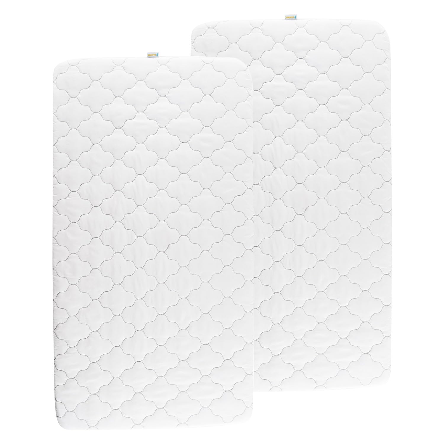 Bamuho Bassinet Mattress Protector Compatible with Foalom, Newton, Skylar Baby Bassinet, 2 Pack, Waterproof Quilted 3 in 1 Rectangle Bassinet Mattress Pad Cover, White, 35" x 20"