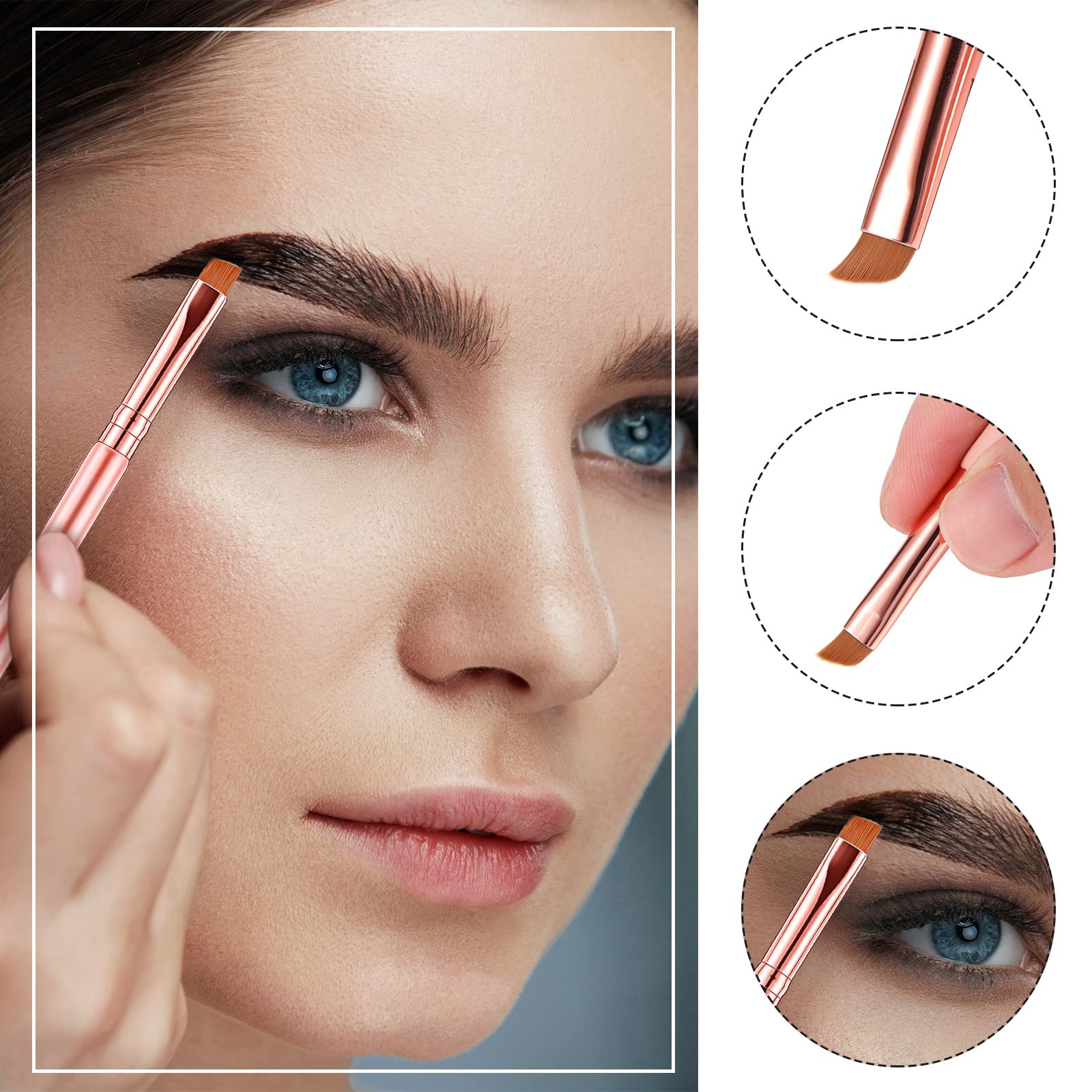 12 Pieces Eyebrow Brush Angled Eye Brow Brush and Spoolie Brush Double Ended Eyebrow Brushes Multi-functional Mini Eyelash Brushes for Precision Application Blending Tinting Eyebrow Powders Waxes Gels