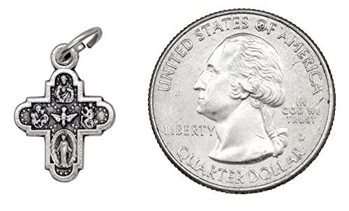 ½" Genuine Italian 4-Way Cross Pendant | Pack of 10 | Beautiful Silver Charm | Simple and Detailed Pendant | Christian Jewelry