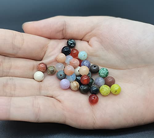 1200pcs 6mm Natural Round Stone Beads Gemstone Beading Loose Gemstone Beads Hole Size 1mm DIY Smooth Beads for Bracelet Necklace Earrings Jewelry Making,Box Packed (24 Material -2,6mm)