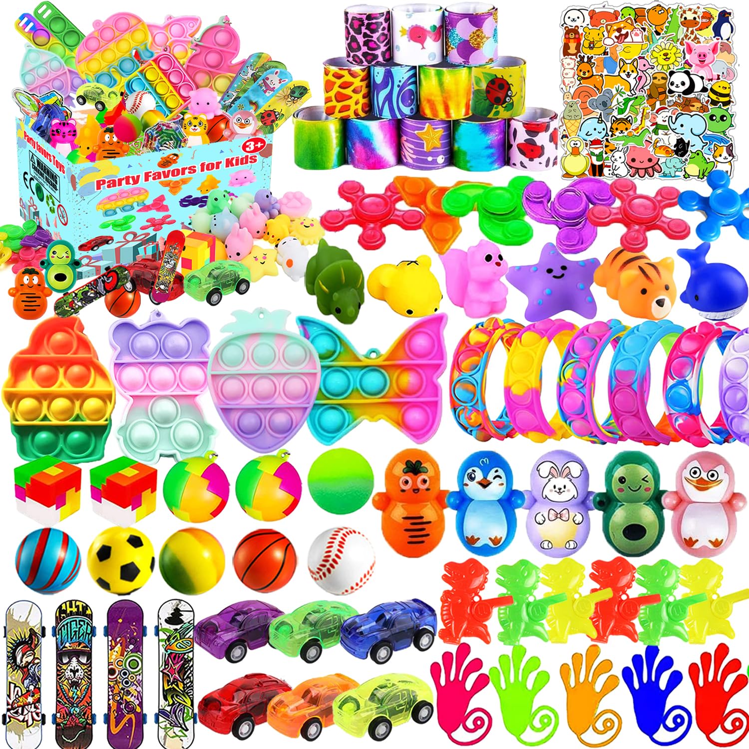 120 Pcs Party Favors for Kids, Treasure Box Toys for Classroom, Goodie Bag Stuffers, Pinata Filler, Treasure Cheast for Kids Prizes, Carnival Prizes Box Toys, Return Gifts for Kids Birthday 4-8-12