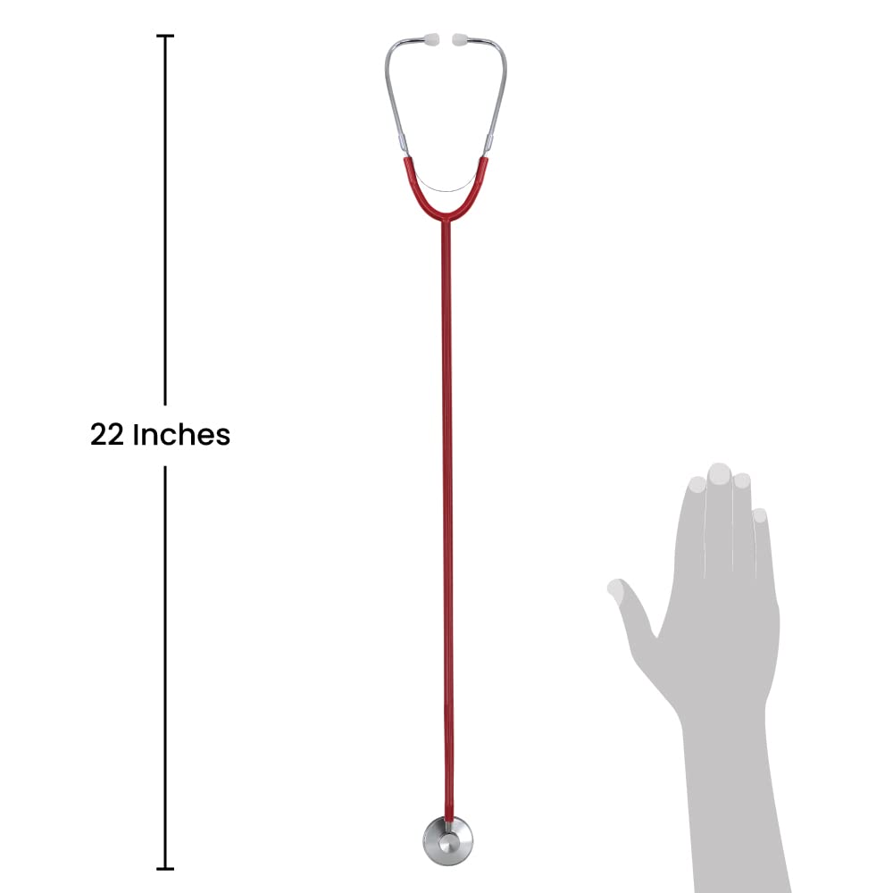 Dixie EMS Single Head Lightweight Stethoscope, Latex Free, for Doctors, Nurses, Students, Medical and Home Use - Red