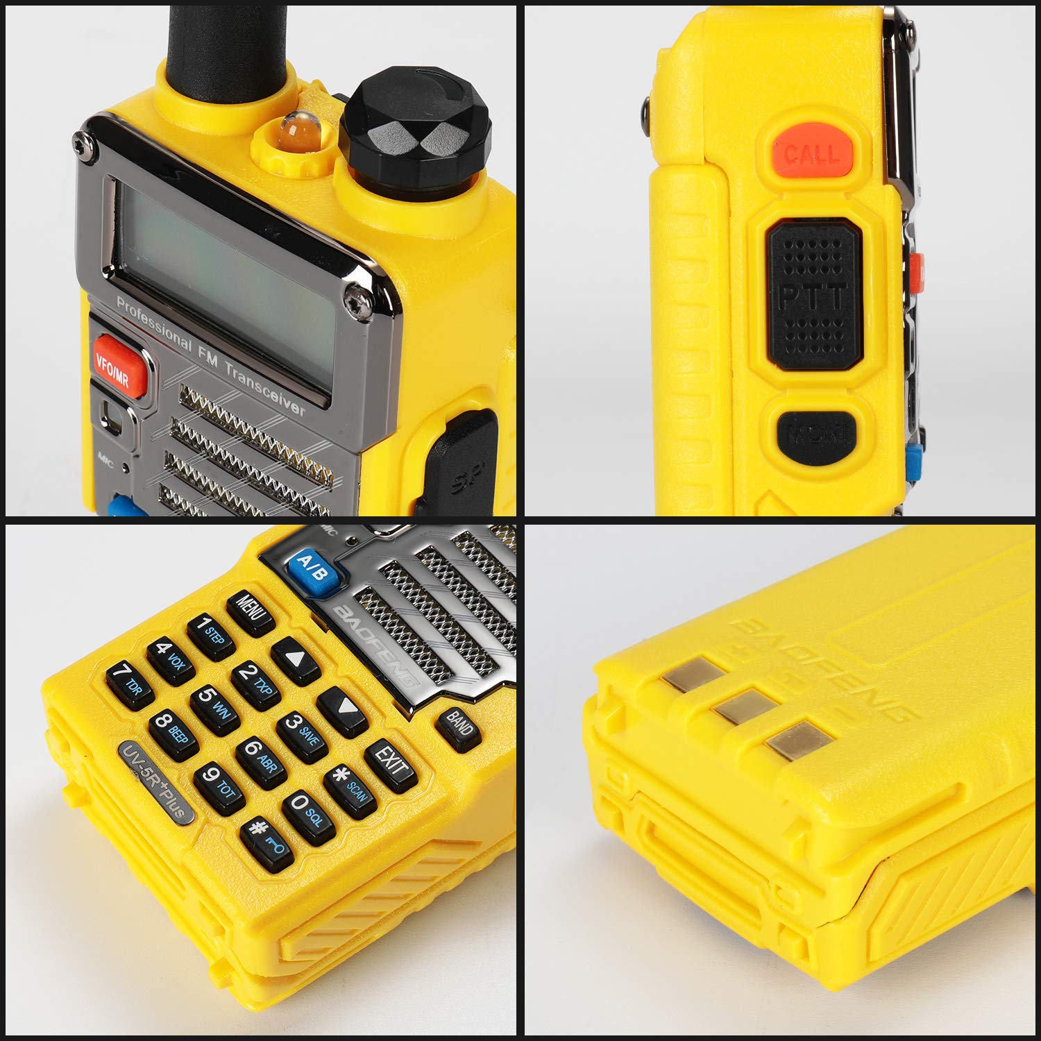 BAOFENG UV-5R+ Plus Two Way Radio, Long Range for Adults Rechargeable with Earpiece, Walkie Talkie for Outdoors, 144-148 420-450MHz, Qualette Series, Imperial Yellow