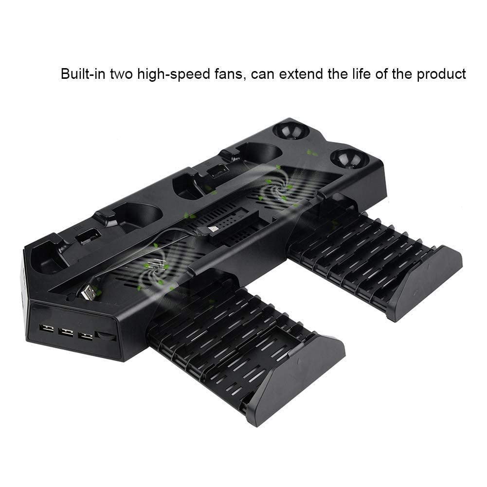 143 VR Charging Stand, Cooling Fan Station for PlayStation 4/ Slim/Pro - Showcase, Cool, and Display Your VR - PlayStation 4 Portable 3 in 1 Charging Station