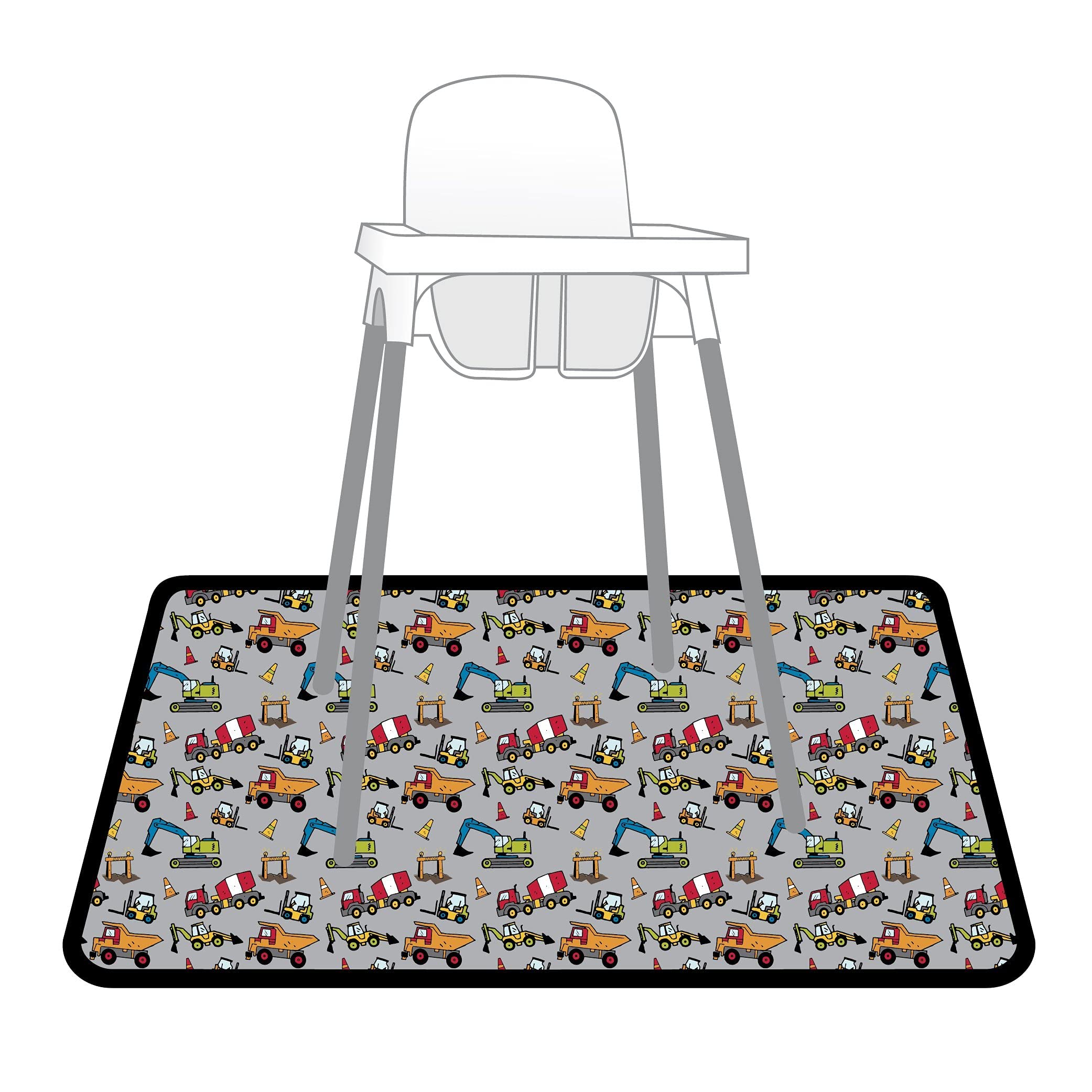 BapronBaby Construction Zone Splash Mat - Waterproof Catch-All for Under High Chairs, Floors, Tables, Playtime or Arts & Crafts - Machine Washable - 45" x 45”