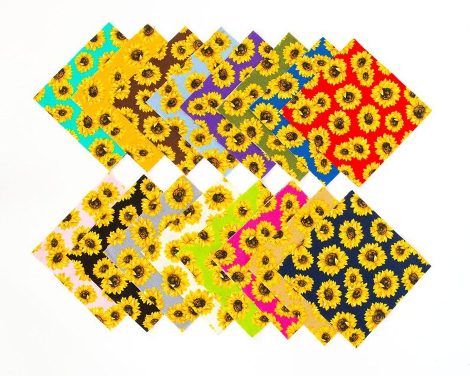 102 Pcs Fabric Strips Cute, Beautiful 100% Cotton Fabric Quilt, Width 5 inch Length 5 inch, Gift Sunflowers pre-Cut Charm Pack Squares, DIY Blanket