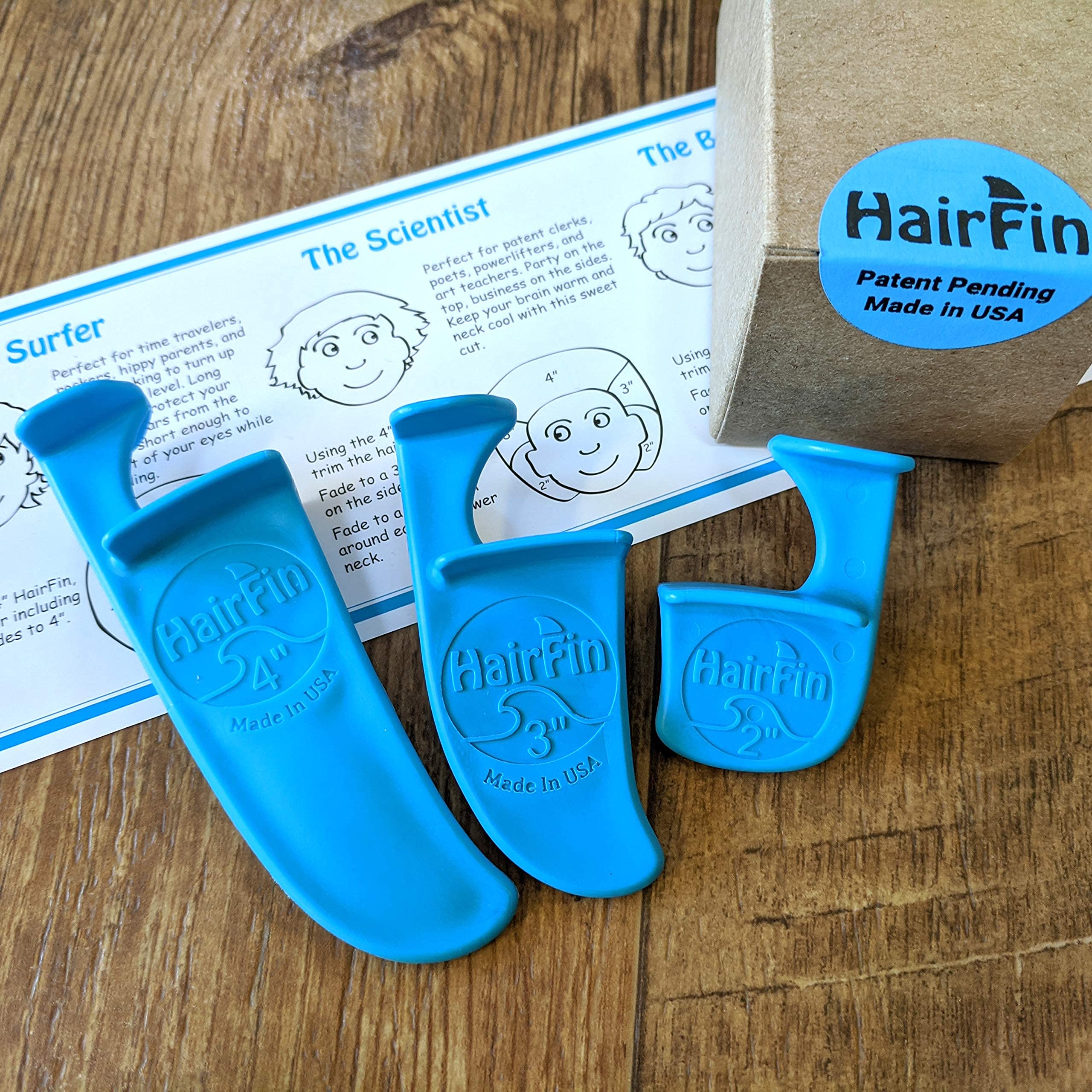 As Seen On Shark Tank - HairFin Haircut Tool Kit, Set of 3 Includes 2”, 3”, and 4” Hair Cutting Guides - Made in USA