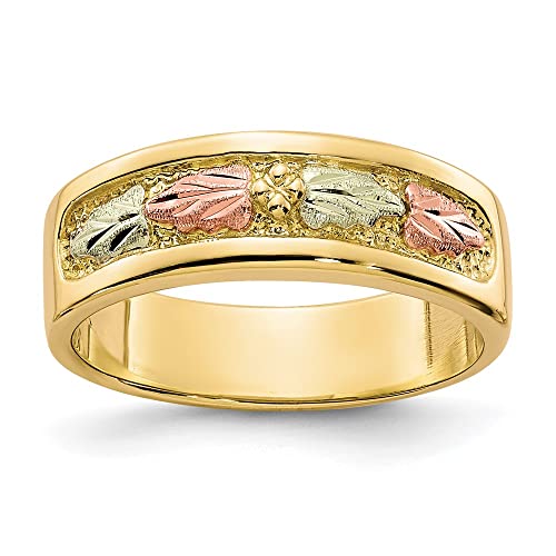 10K Tri Color Black Hills Gold Flower Ring Size 7