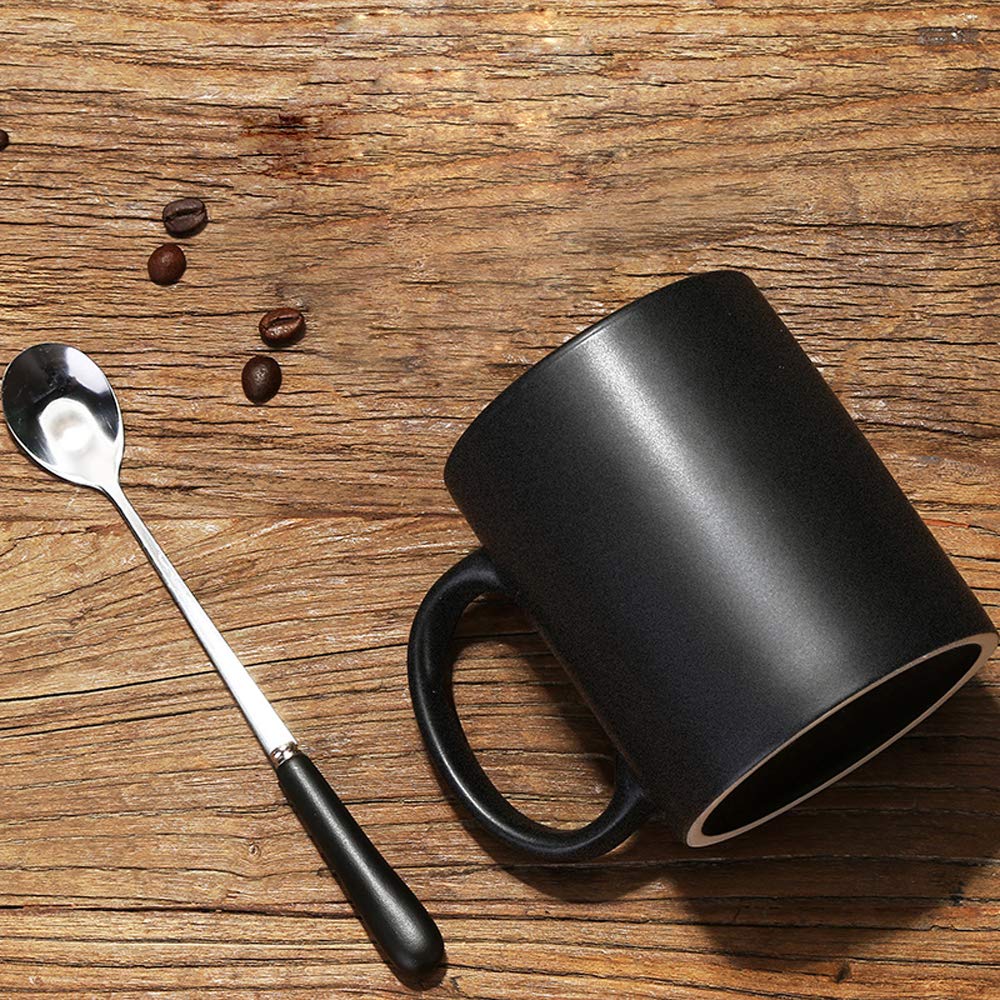 11 oz Matte Black Porcelain Coffee Mug, Smilatte Classic Ceramic Cup with Hanlde for Latte Cappuccino Tea, Matt Black