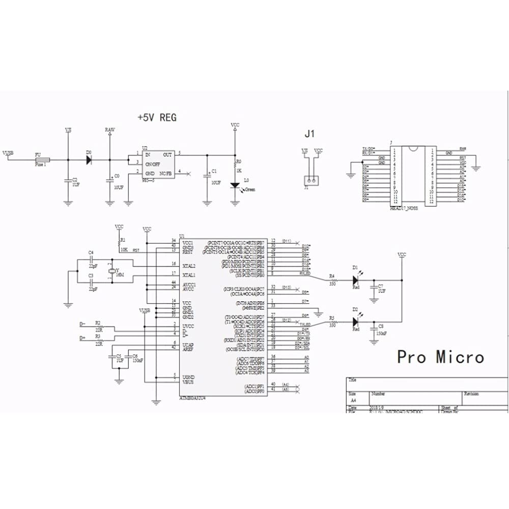 Pro Micro with The bootloader Black/Blue ATmega32U4 5V/16MHz Module Controller Mega32U4 Leonardo Suitable arduino-Micro USB 3-18V