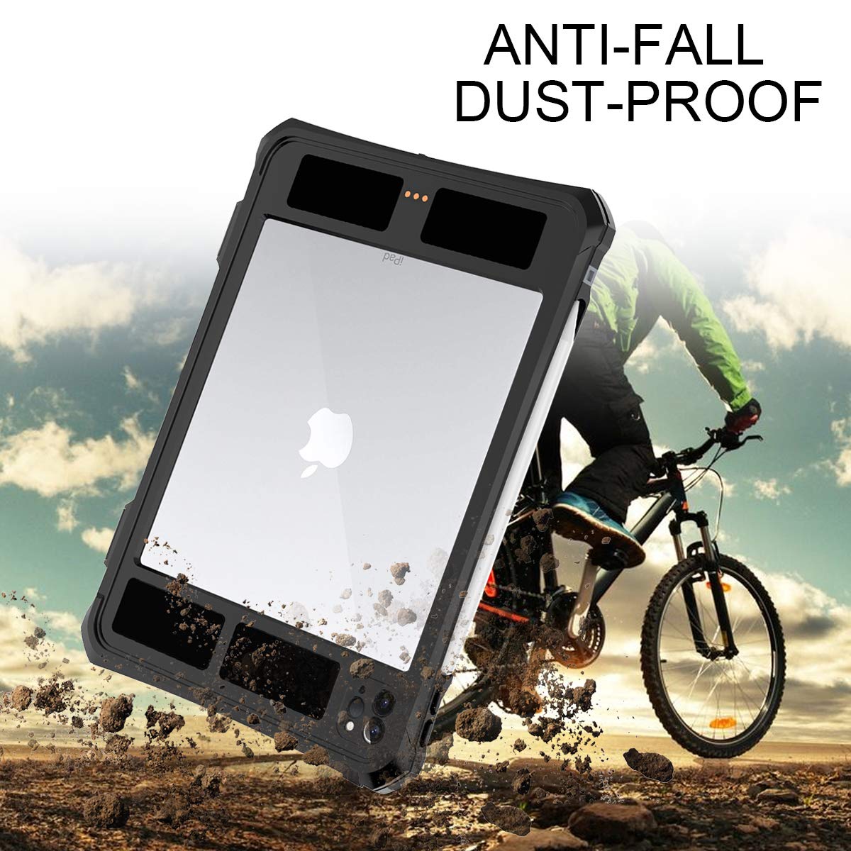 Transy for iPad Pro 11 Case - Black Waterproof Case for iPad Pro 11 Inch 2020 2021 2022 New Clear Full Body Protection Bumper Case Shockproof Dustproof with Ring Stand Strap Built in Pen Holder