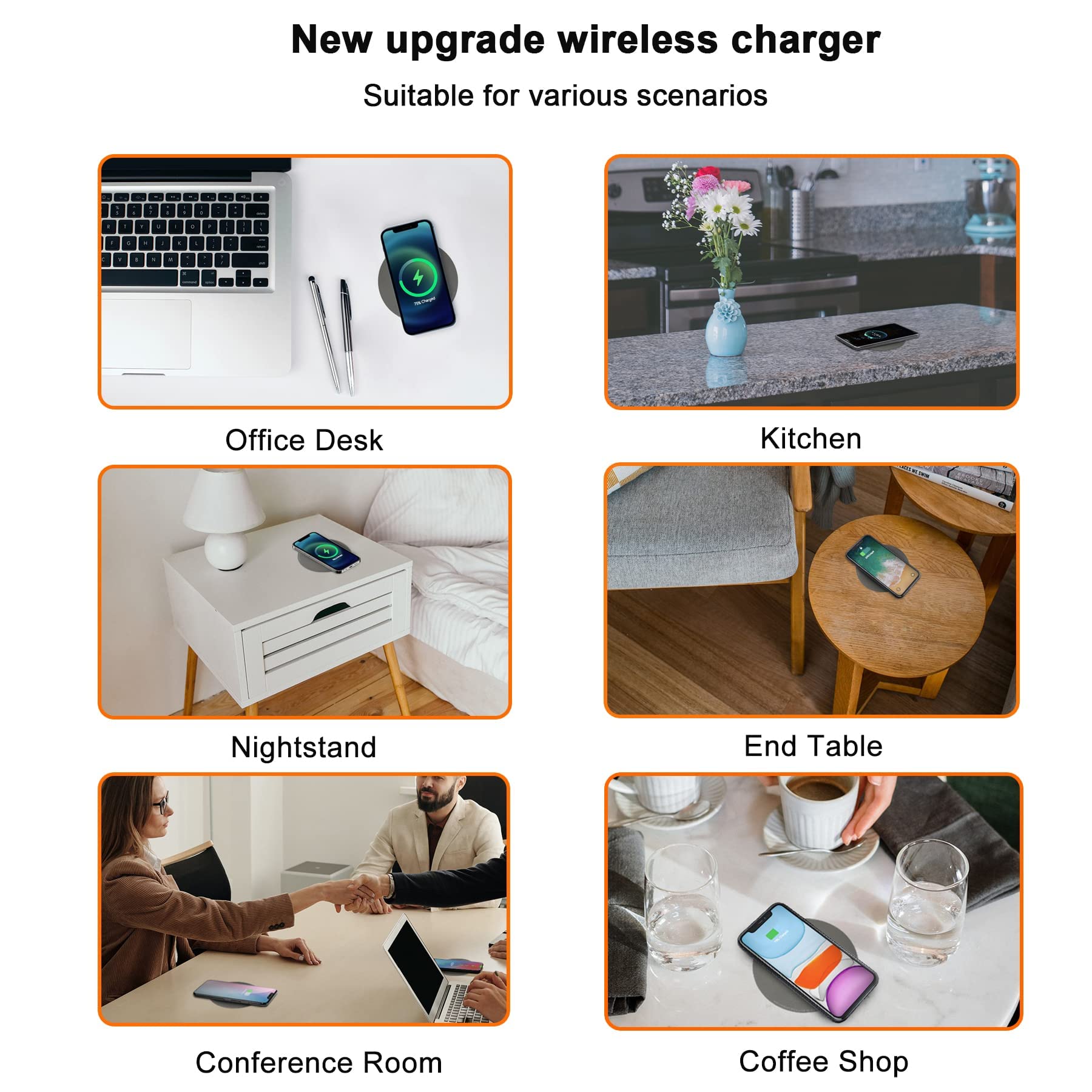 1.97"(50mm) NiiTTER Invisible Wireless Charger, Under Desk Wireless Charger, Hidden Charging Station for iPhone 15/14/13/12/ Samsung Galaxy S23/S22/S21(Adapter Included)