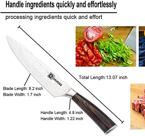 8 Inch Chef's knife, blade length 20 cm, professional kitchen knife, chef's knife, utility knife made of carbon stainless steel, extra sharp knife blade with ergonomic handle