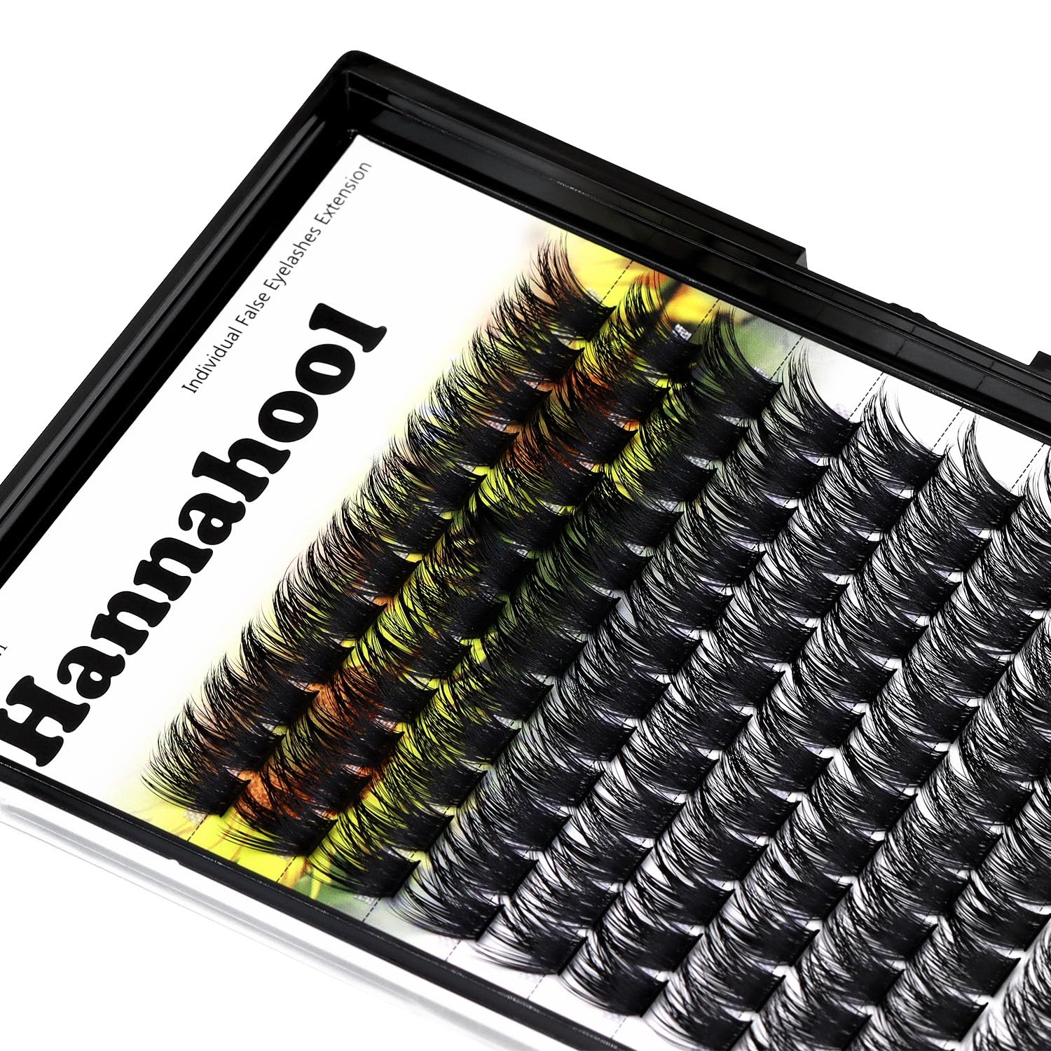 Hannahool Large Pack Wide Stem Cluster Eyelashes D Curl 10-20mm Available Handmade D Curl Wide Stem Individual False Eyelashes 5D Volume DIY Eye Lashes Extensions Beauty Tools (16mm)