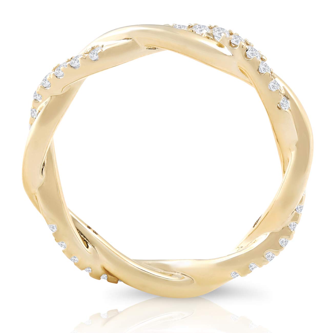 10k Yellow Gold 1/3 Ct TW Round-Cut Natural Diamond Eternity Ring Vine Floral Leaf Women's Anniversary Stackable Wedding Guard Band