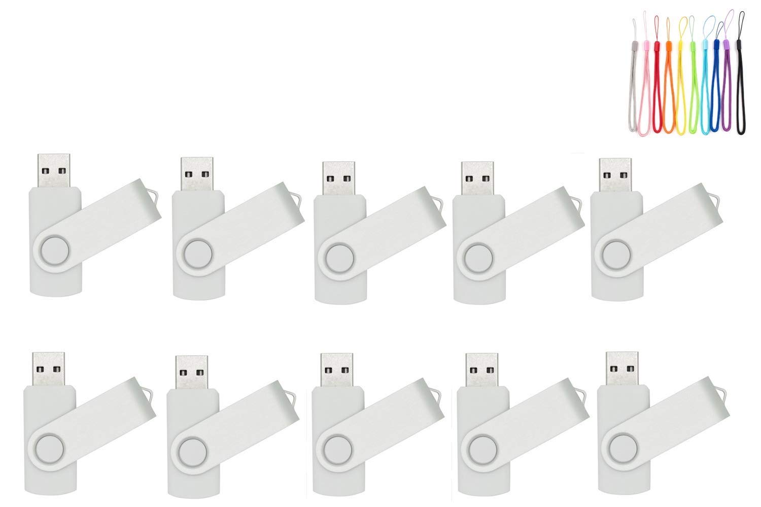 10PCS 2.0/3.0 USB Flash Drive Pen Drive Memory Stick Thumb Stick Pen Black (2.0/8GB, White)