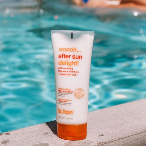 B.TAN After Sun Lotion | Ooooh Aftersun Delight - Aloe Vera & Hyaluronic Acid, Sun Burn Pure Skin Relief, Moisturizing, Soothing, Face & Body Cream, 7 Fl oz