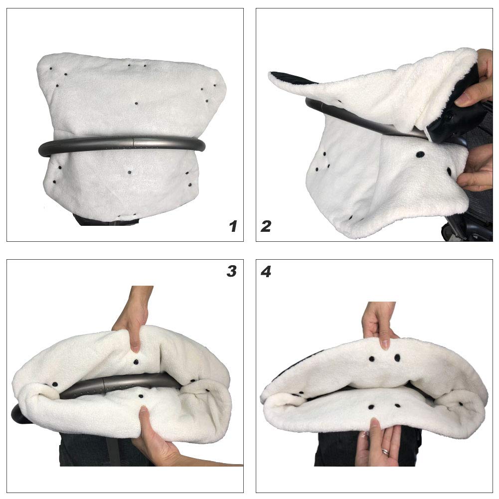 Universal Fits Stroller Handmuff, Anti-Freeze Waterproof Fingerless Fleece Gloves, Warmer Handlebar Muff