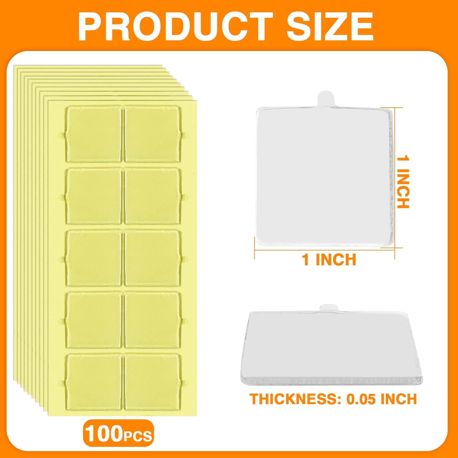100PCS Mounting Squares for Acoustic Foam Panels,Double Sided Tape Squares for Sound Foam Panels,Foam Adhesive Squares Pads, 1 Inch