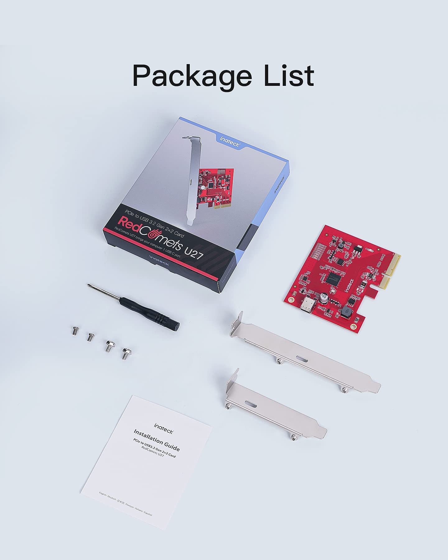 Inateck PCIe USB 3.2 Gen 2 x2 Card, with 20 Gbps Bandwidth, 1 Type-C Port, Low Profile Bracket Included, Redcomets U27