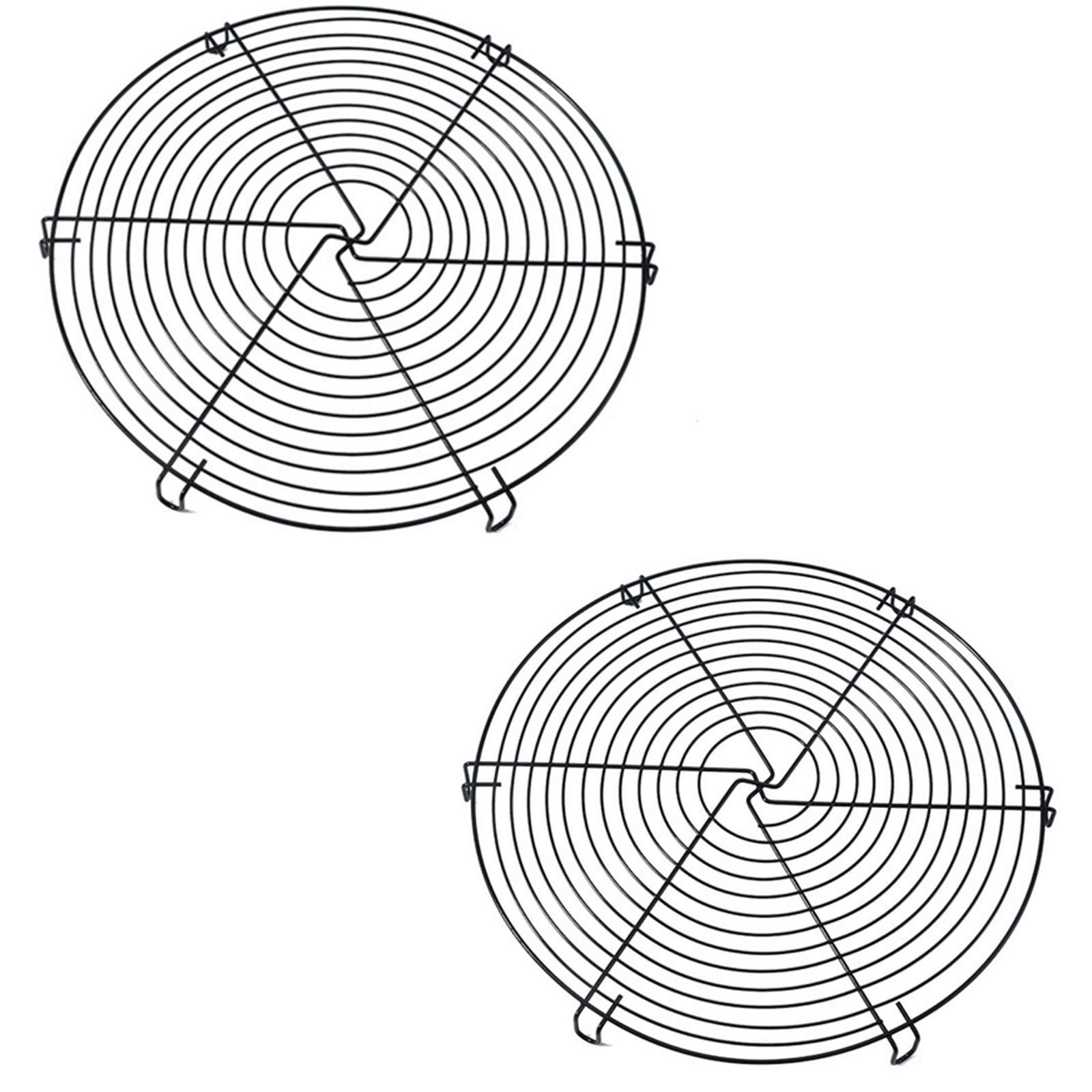 12-1/2 Round Cake Cooling Rack, Stainless Steel Baking And Steaming Rack, Used For Air Fryer Pressure Cooker (Black 2 Pieces)