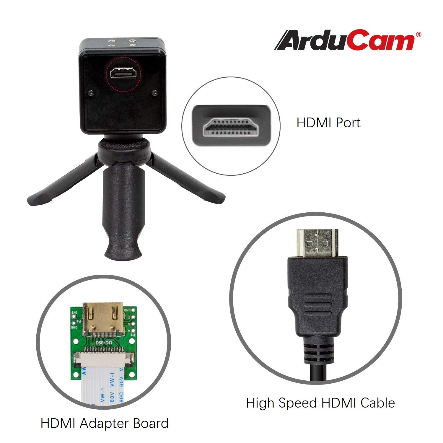 Arducam IMX477 Camera Bundle Compatible with Nvidia Jetson Nano/Xavier NX, and Orin NX/AGX Orin, 12.3MP HQ Camera Module with 6mm CS-Mount Lens, Metal Enclosure, Tripod and HDMI Extension Adapter