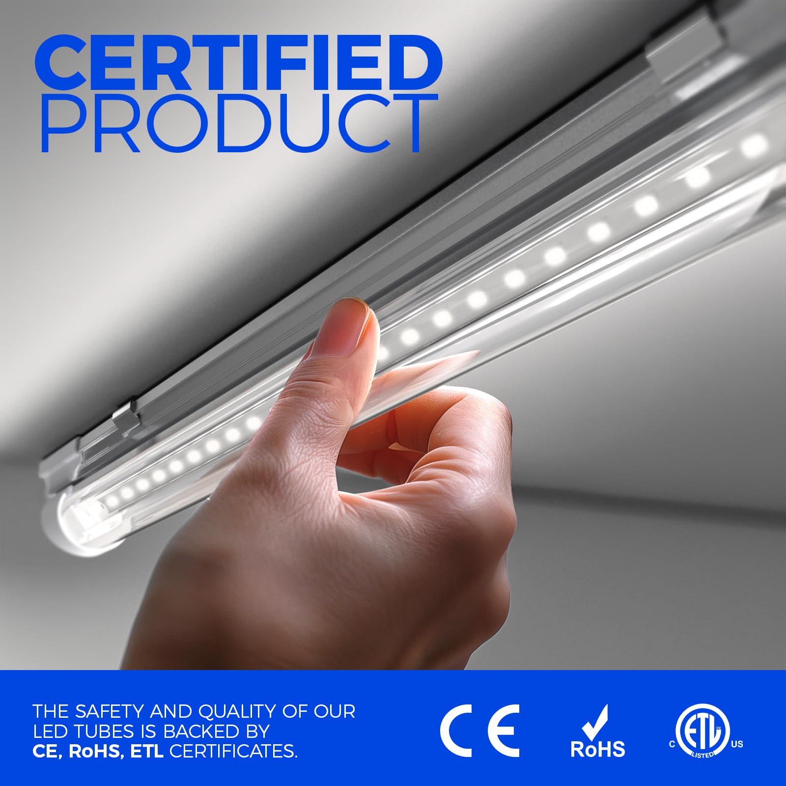 Barrina LED Shop Light, 3Ft 30W 4600LM 5000K, Daylight White Hight Output Linkable for Workshop, V Shaped Clear Cover T8 LED Shop Lights for Garage, 3 Foot (Pack of 6)
