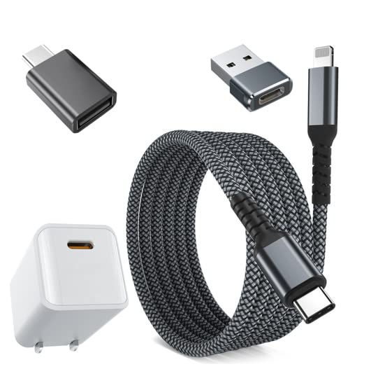 Basesailor 20W USB-C Power Adapter with 10FT Type C to Lightning Charger Cable,Apple MFI Certified iOS PD Fast Charging Cord and USB Converter for iPhone 11 12 13 14 Mini Pro Max,SE,AirPods,iPad 8 9